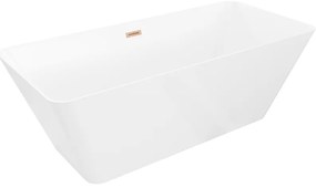 Mexen Velo Slim volně stojící vana 170 x 75 cm, bílá, přepad kartáčovaná měď - 52811707500-65