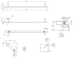 GSI PURA čelní držák ručníků 102cm, chrom PAPRD102