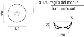 GSI, PURA keramické umyvadlo na desku, průměr 42 cm, bílá lesk ExtraGlaze, 885111