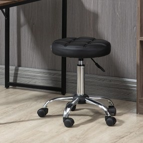 Vinsetto Roll Stool Výškově nastavitelná otočná pracovní stolička černá Ø35,5 cm, umělá kůže pro kancelář a salon 51-67 cm | Aosom.de