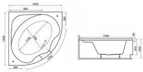 Polimat Akrylátová symetrická vana Standard 150x150 S