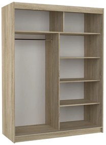 Šatní skříň s posuvnými dveřmi Riva - 150 cm Barva: Bílá/dub Sonoma