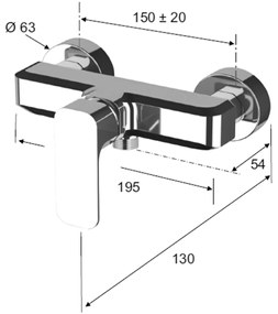 Sapho, SPY nástěnná sprchová baterie, černá matná, PY11/15