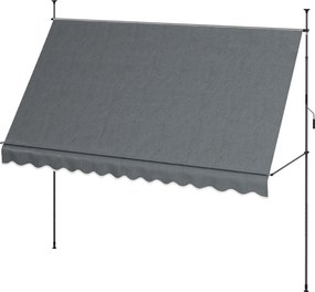 Manuální zatahovací markýza Outsunny 3,5x1,2 m venkovní sluneční stín s nastavitelnou výškou a klikou 210-300 cm bez vrtání UV30+ ochrana pro balkon a