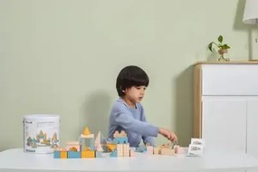 VIGA Dřevěné kostky PolarB v kyblíku / 50 dílků / od 2 let