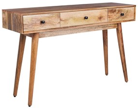 Konzolový stolek z mangového dřeva se 3 zásuvkami světlé dřevo KINSELLA Beliani