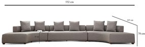 Designová rohová sedačka Galatea 525 cm šedá