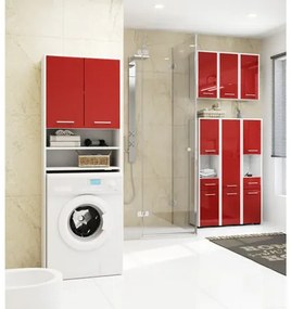Koupelnová závěsná skříňka FIN W60 2D-červená/bílá