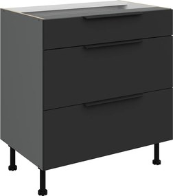 ARIA ab | dolní skříňka 80 D 3S zásuvková | 80 cm | PREMIUM BOX | antracit/černá
