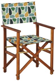 Sada 2 zahradních židlí a náhradních potahů tmavé akáciové dřevo/vícebarevný motiv CINE Beliani