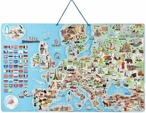 Woody Magnetická mapa EVROPY, společenská hra 3 v 1 v AJ / od 3 let