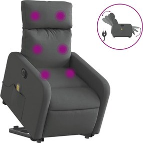 Elektrické zvedací masážní polohovací křeslo tmavě šedé textil 3206727