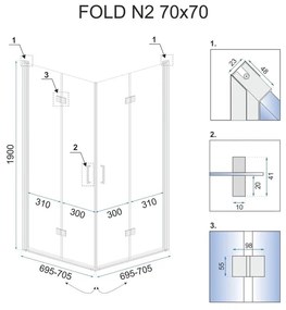 Rea - FOLD N2 skládací sprchový kout 90 x 90 cm, čiré sklo, REA-K9991