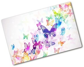 Wallmuralia Kuchyňská deska skleněná Barevní motýli 80x52 cm