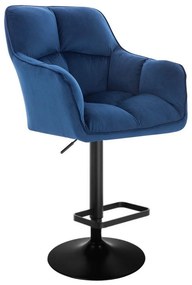 LuxuryForm DESIGN Barová židle AMALFI VELUR na černé kulaté podstavě - modrá