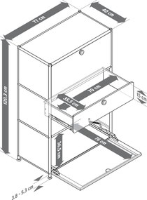 Tchibo - Kovová komoda »Cn3« se 2 výklopnými dvířky a 2 zásuvkami - barva: zelená