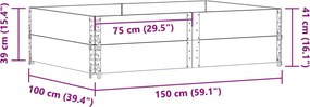 Zahradní truhlík šedý 150 x 100 cm masivní borové dřevo 3295417