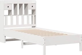 Postel s knihovnou bez matrace bílá 75x190 cm masivní borovice 3322934