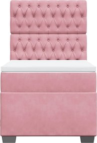 Box spring postel s matrací růžová 90x200 cm samet 3293121