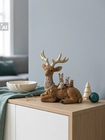 Sinsay - Stojací vánoční dekorace ve tvaru jelena s lesními zvířaty - vícebarevná