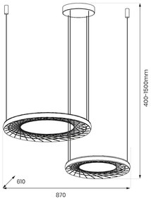 Závěsné LED svítidlo Nest, 2x LED 77w, 4000k, b