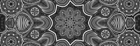 Obraz indická Mandala s květinovým vzorem v černobílém provedení Varianta: 150x50