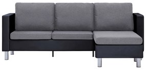 vidaXL 282204 Marketos 3-Seater Sofa with Cushions Black Faux Leather