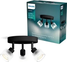 Horen 3x5W černá, na desce / LED bodové svítidlo