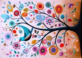 ENJOY Puzzle Kéž modrý pták štěstí přiletí na tvůj strom / 1000 dílků