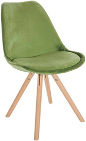 Židle Sofia ~ samet, nohy round natura - Světle zelená