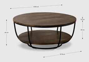 Kulatý konferenční stolek z mangového dřeva v tmavě přírodní barvě ø 90 cm Delhi – MOME