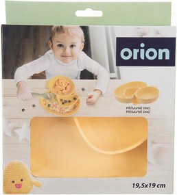 Žlutý silikonový dětský talíř 19x19,5 cm Chicken – Orion