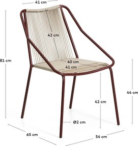 Vínová/krémová zahradní židle Zivia – Kave Home