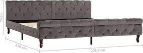 Rám postele šedý samet 200 x 200 cm 288563