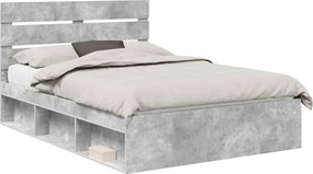 Rám postele s čelo Beton 140 x 200 cm Masivní borové dřevo 3411739