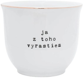 Bella Rose Porcelánový obal na květináč Ja z toho vyrastiem 13 cm - SK, bílá barva, zlatá barva, porcelán