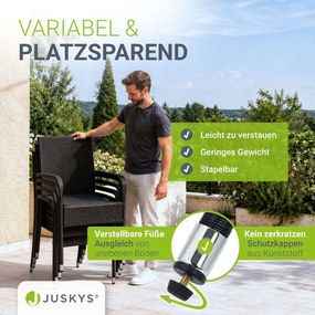 Juskys Stohovatelné polyratanové židle Yoro Barva: šedý melír, Velikost sady: 4 ks