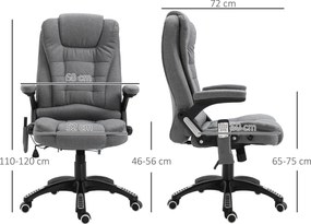 Masážní křeslo Vinsetto manažerské kancelářské křeslo výškově nastavitelné ergonomické masážní šedé 67 x 74 x 116-126 cm | Aosom
