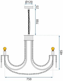 Toolight Závesné křišťálové osvětlení APP766-8CP zlatá
