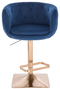 LuxuryForm Barová židle MONTANA  VELUR na zlaté hranaté podstavě - modrá