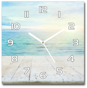Wallmuralia Skleněné nástěnné hodiny čtverec Moře 30x30 cm