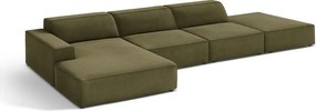 Khaki sametová modulární rohová pohovka (levý roh/s lenoškou) Jodie – Micadoni