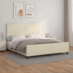 vidaXL Rám postele s čelem krémový 180x200 cm umělá kůže