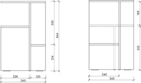 Noční stolek s poličkami v terakotové barvě Atik – noo.ma