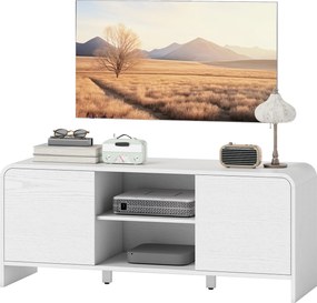 HOMCOM TV nábytek, televize do 140 cm, 2 dveře, 2 přihrádky, nastavitelná police, 110x35x45 cm, bílá