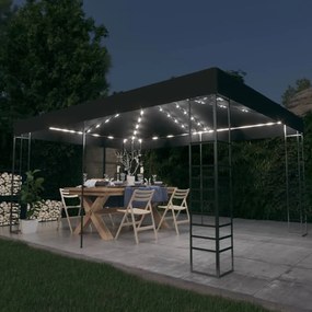 vidaXL Marketos Altán se světelnými LED řetězy 3 x 4 m antracitový