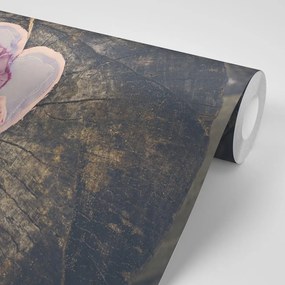 Samolepící fototapeta handmade srdíčka na pařezu