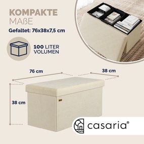Lavice s úložným prostorem béžová manšestr 76x38x38cm MDF skládací
