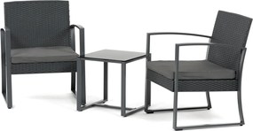 Zahradní set MAREC 1+2 - šedý polyratan / kovová konstrukce