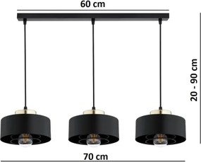 Brilagi - Lustr na lanku SPRING 3xE27/60W/230V černá/zlatá